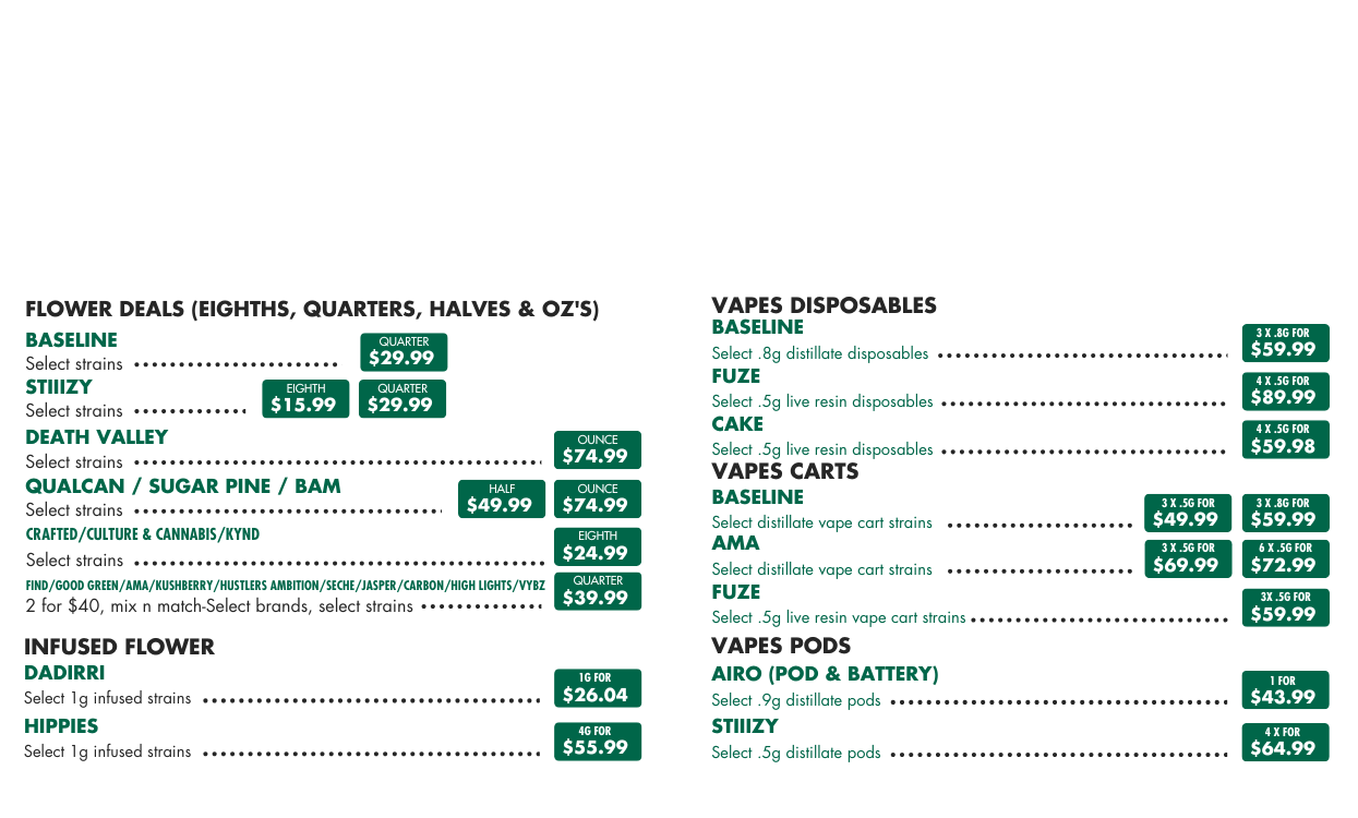 Menu - Green Cannabis Co. Dispensary Las Vegas, NV